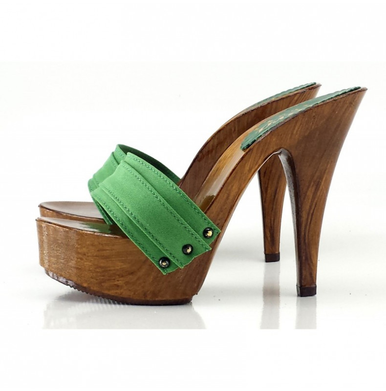 Green clogs - Made In Italy - Shoes at discounted prices for women